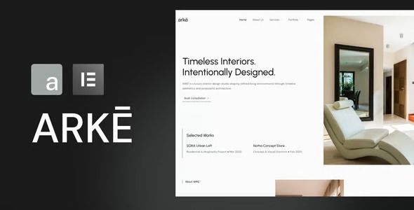 Arke 1.0 - Interior Design Studio Elementor Template Kit - GPL Pugins Club