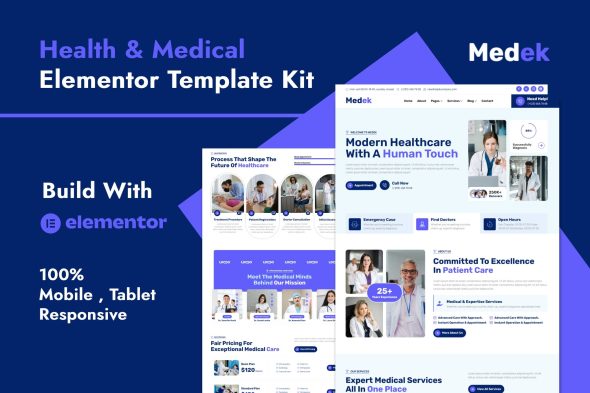 Medek - Health & Medical Elementor Template Kit - GPL Pugins Club
