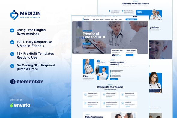 Medizin - Medical Services Elementor Template Kit - GPL Plugins Club